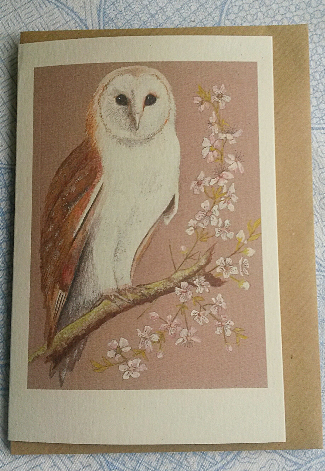 Barn Owl. Originally Hand Painted. Recycled Card. British Bird. Bird of ...