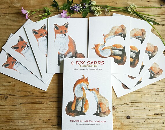 Fox Cards. Mulit Pack of Fox Cards. Two Designs. Red Fox | Etsy