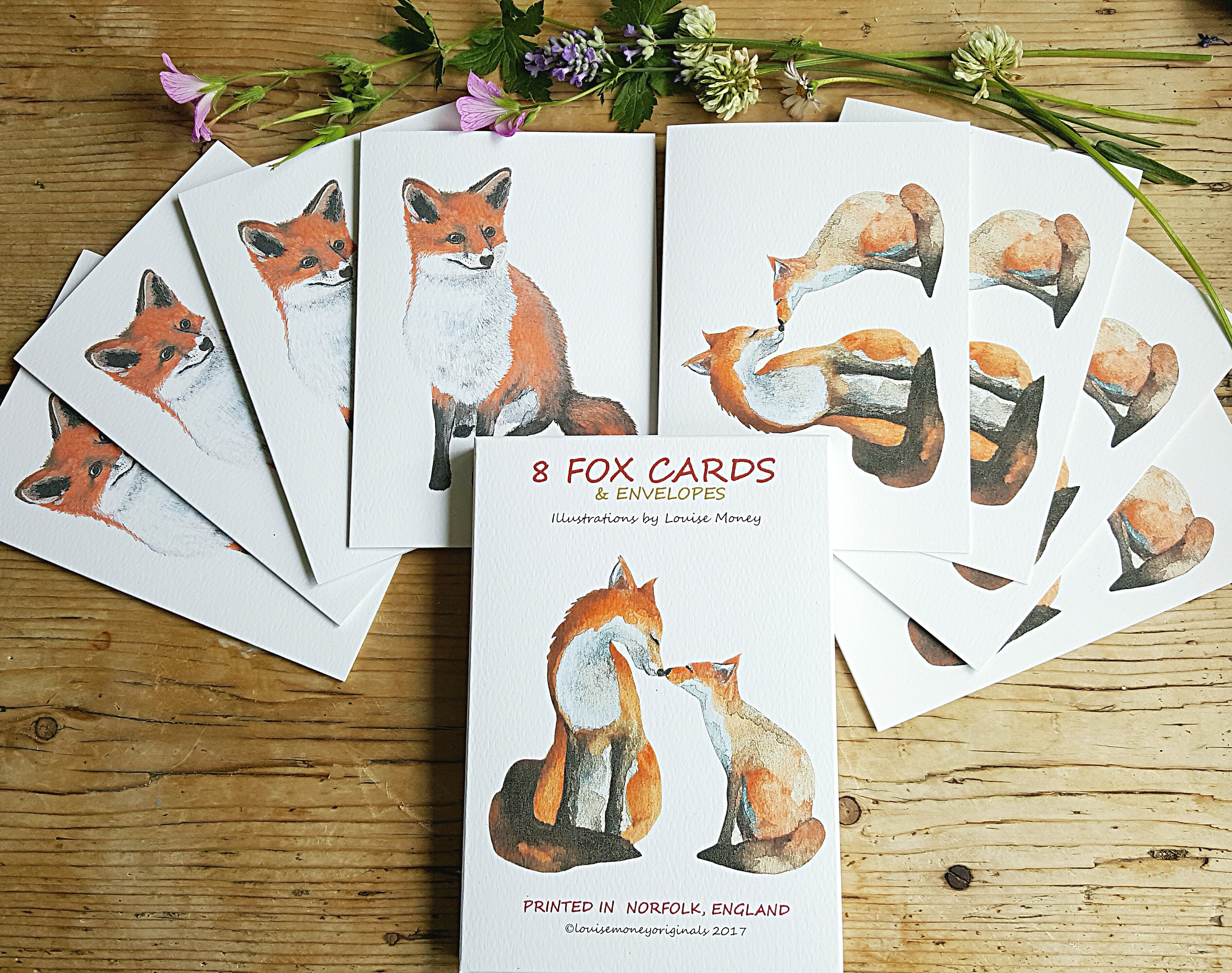 Fox cards. Mulit pack of fox cards. Two designs. Red fox | Etsy