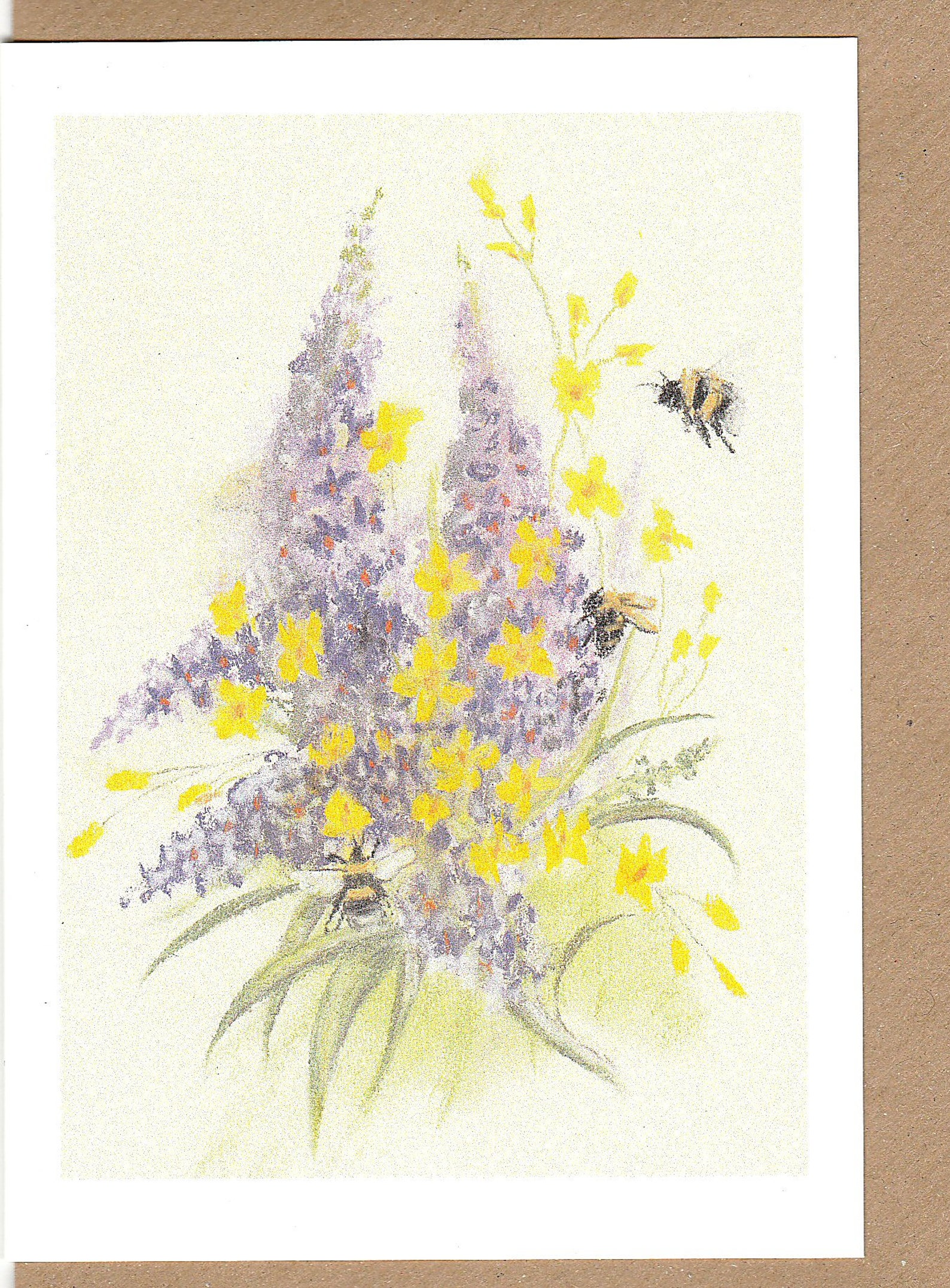 Bee and Buddleia Card. Buddleia and Bees Painting. Flower Card ...