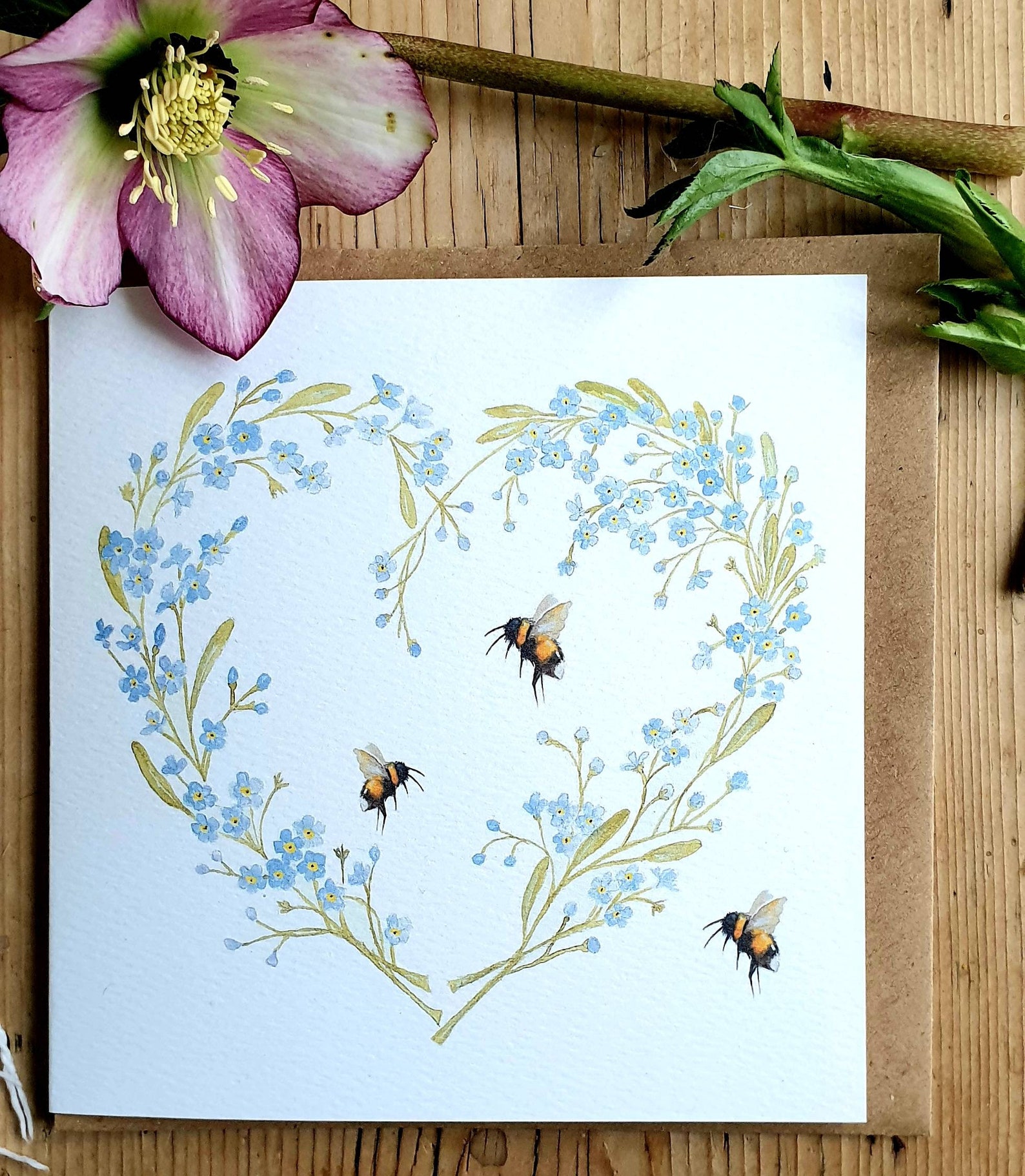 Forget-me-not Heart Card. Flower Heart. Valentine Card. Romantic Card ...