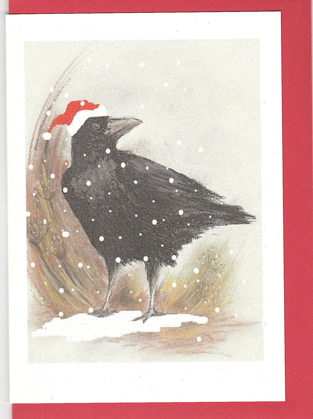 Crow Christmas Card. Funny Christmas Card. Crow in a Santa Hat ...