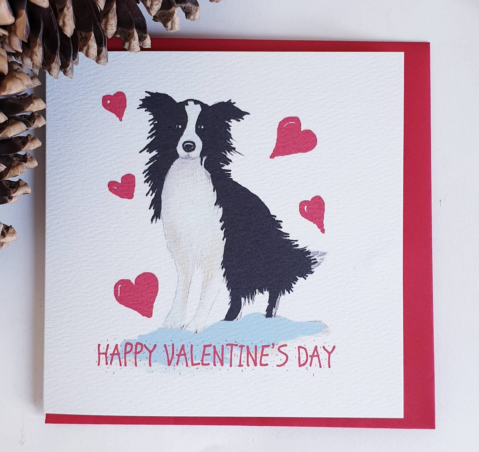 Border Collie Valentine Card. Collie Card. Romantic Card. Dog Valentine ...