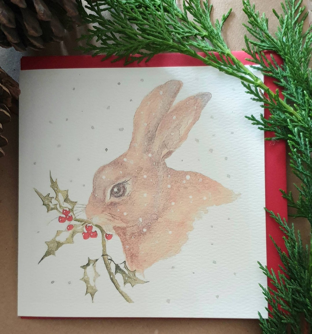 Bunny Christmas Card. Christmas Card With a Bunny. Bunny Card ...