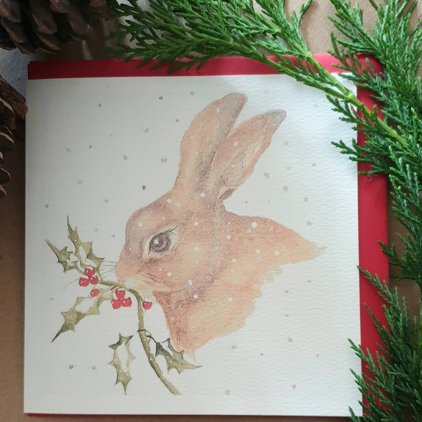 Bunny Christmas Card - Etsy
