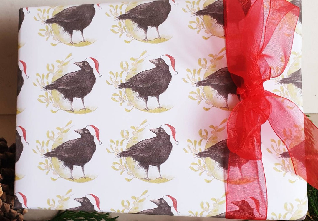 Crow Christmas Wrapping Paper. Wrapping Paper With a Crow. Gift Wrap ...