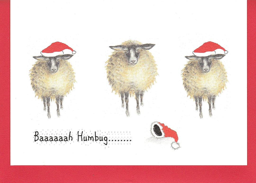 Sheep Christmas Card. Hand Made Card. Card With a Sheep. Funny Sheep ...