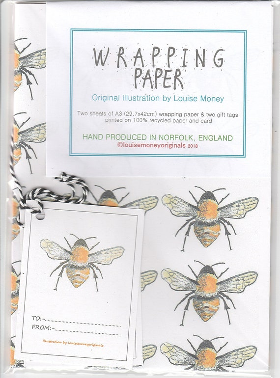 Bee Wrapping Paper. Bumblebee Wrapping Paper. Bee Gift Wrap - Etsy