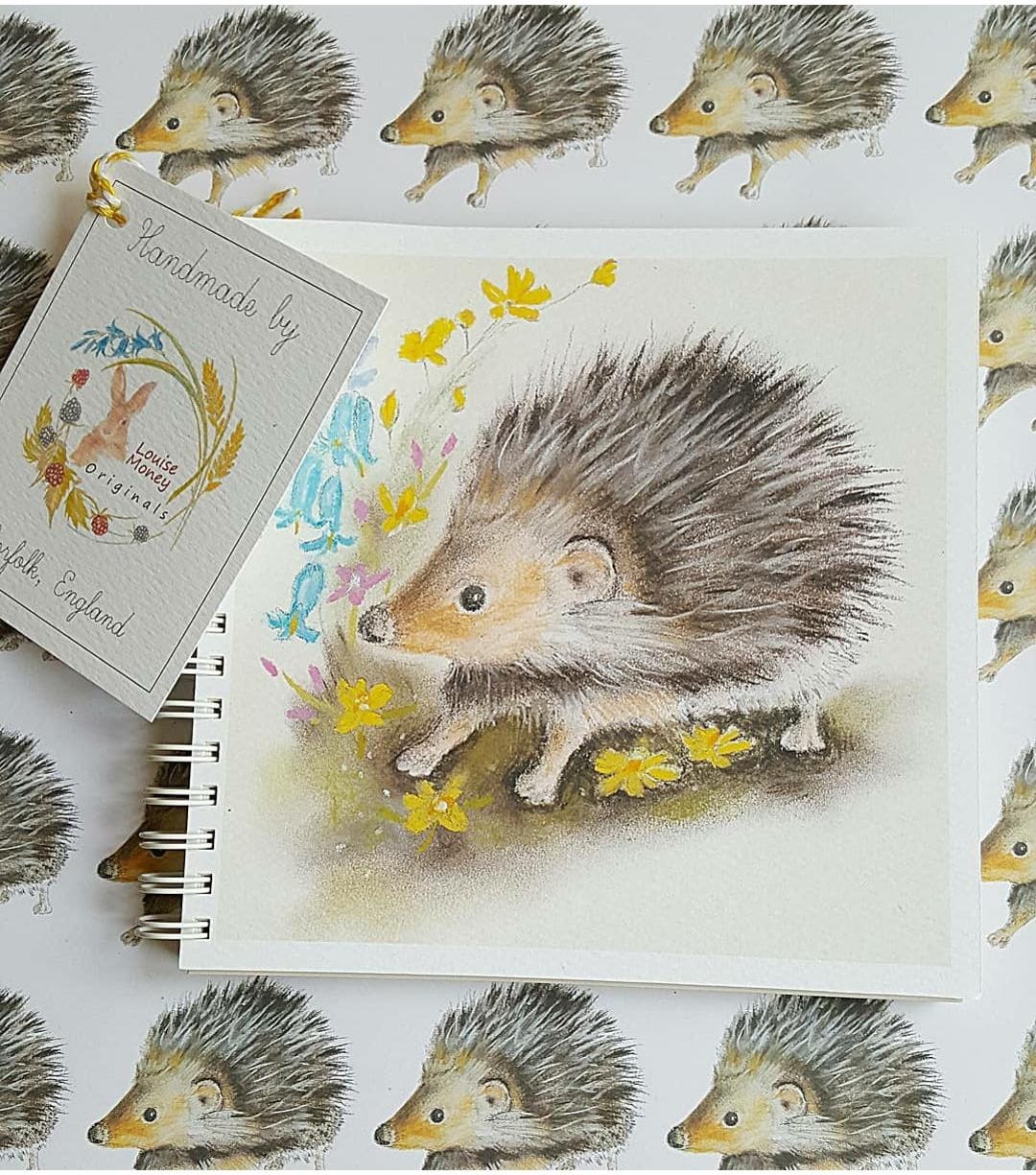 Hedgehog Notebook. Hedgehog and Primrose Notebook. Hand Made ...