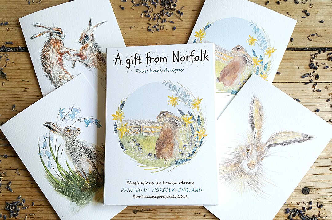 Norfolk Notecards. Eight Cards and Envelopes With Norfolk Hares. Eight ...