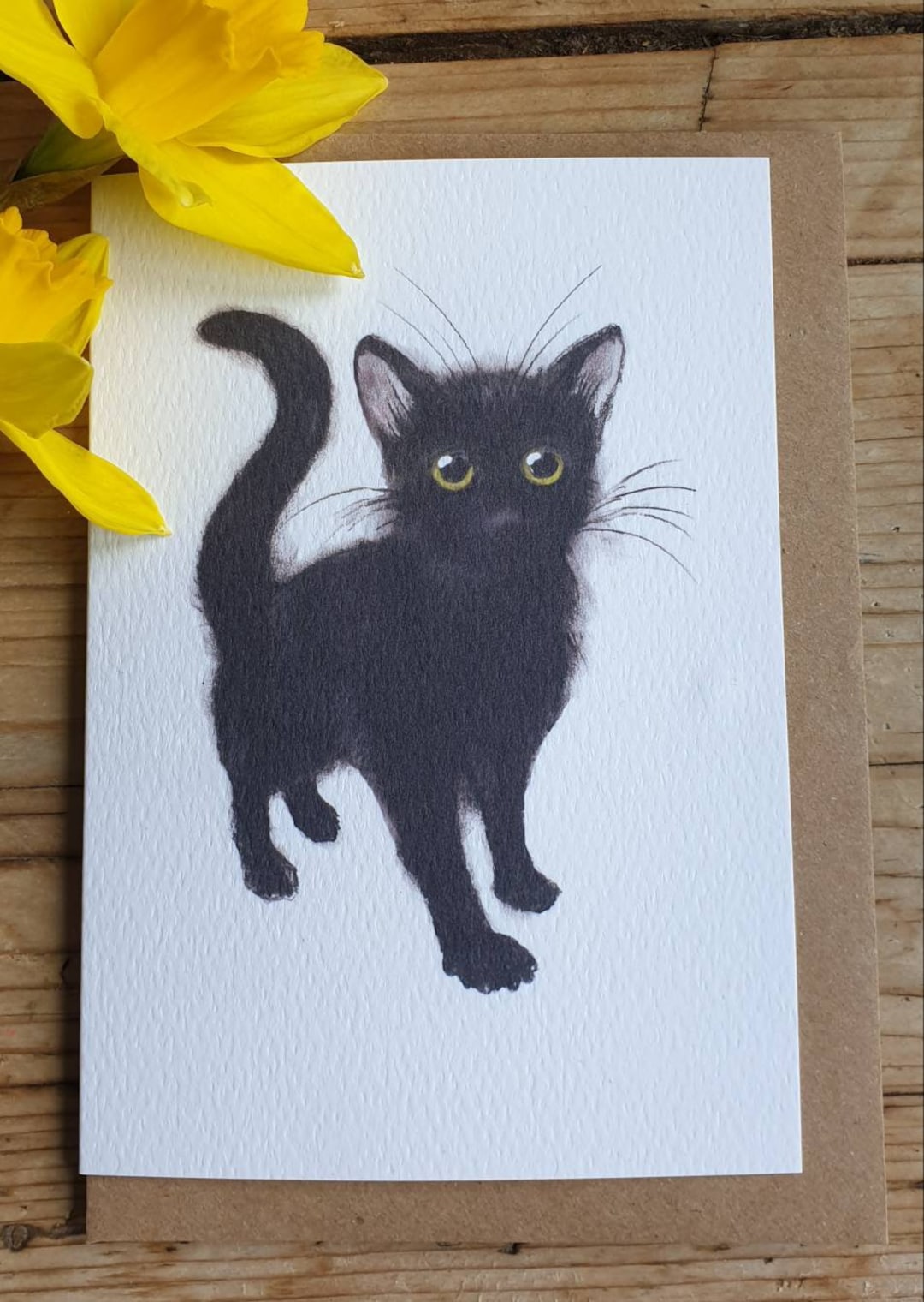 Black Cat Card. Black Kitten Card. Card With a Black Cat. Kitten Card ...