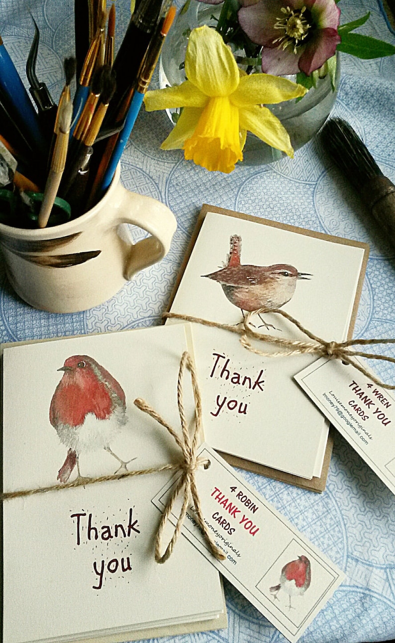 Thank You Cards. Robin or Wren Cards. British Bird. Bird Card. - Etsy UK