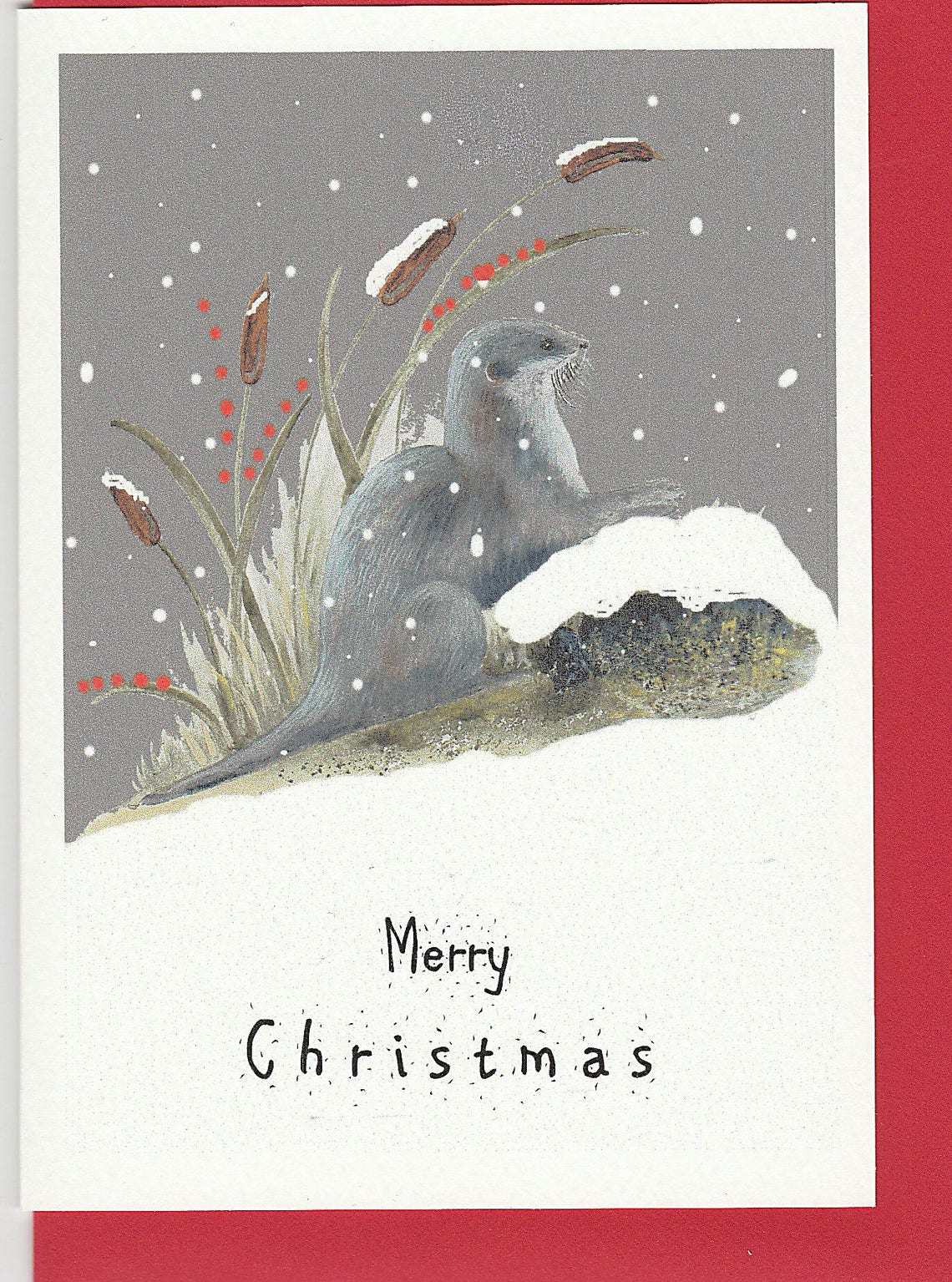 Otter Christmas Card. Christmas Card With an Otter. Original Artwork ...