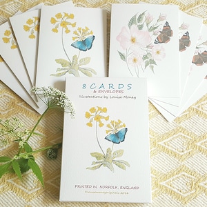 Flower Notecards. Notelets With Flowers. Cowslip and Butterfly. Wild ...