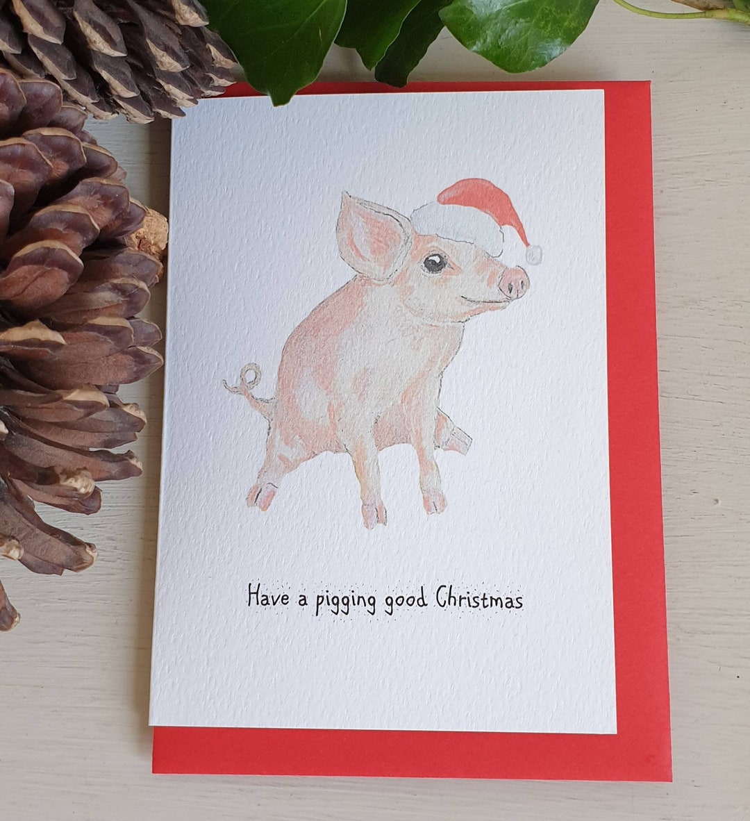 Pig Christmas Card. Christmas Card With a Pig. Funny Pig Card. Funny ...