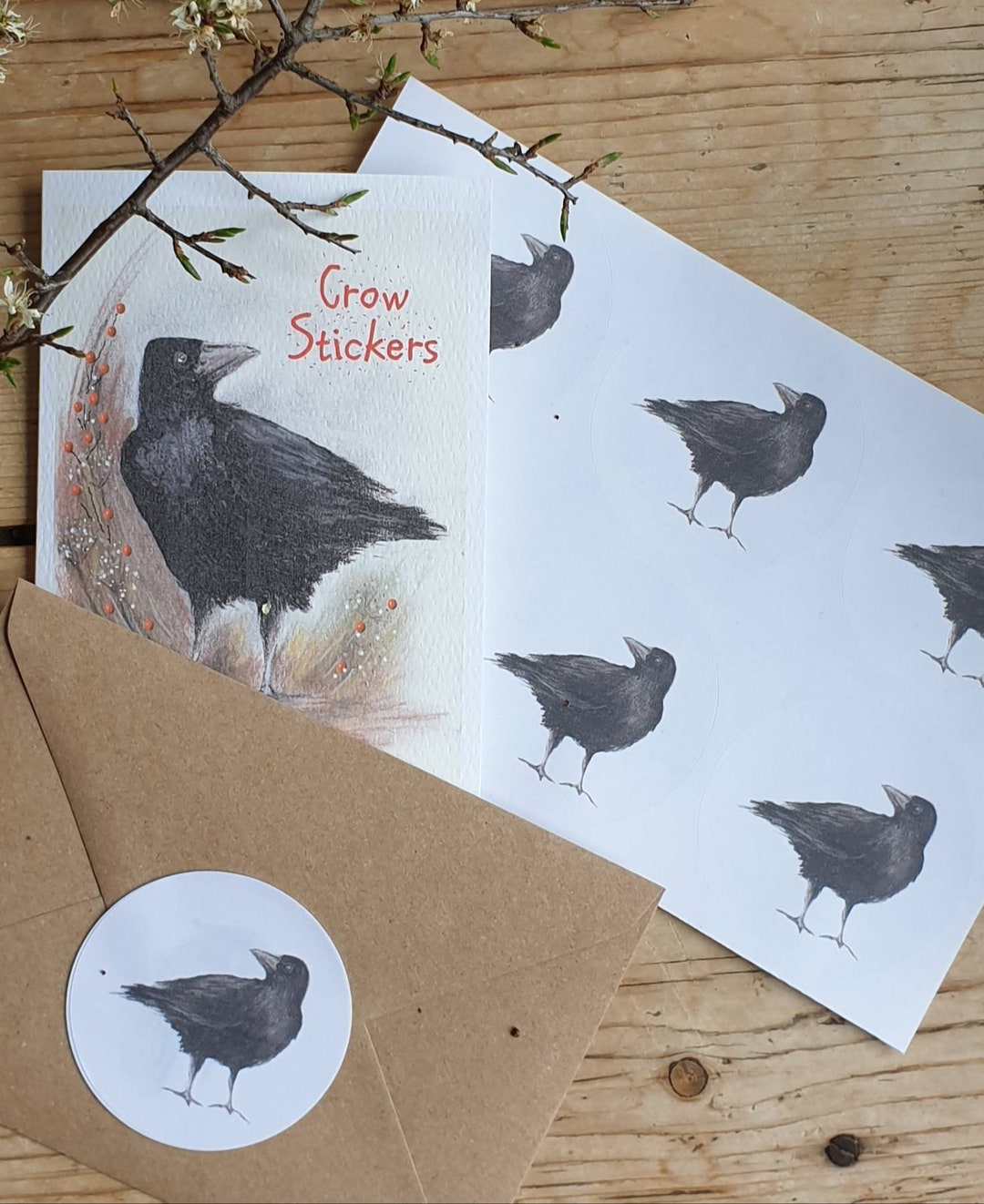 Crow Sticker Set. Sticker Set With Crows. Crow Gift. Crow Present. Bird ...