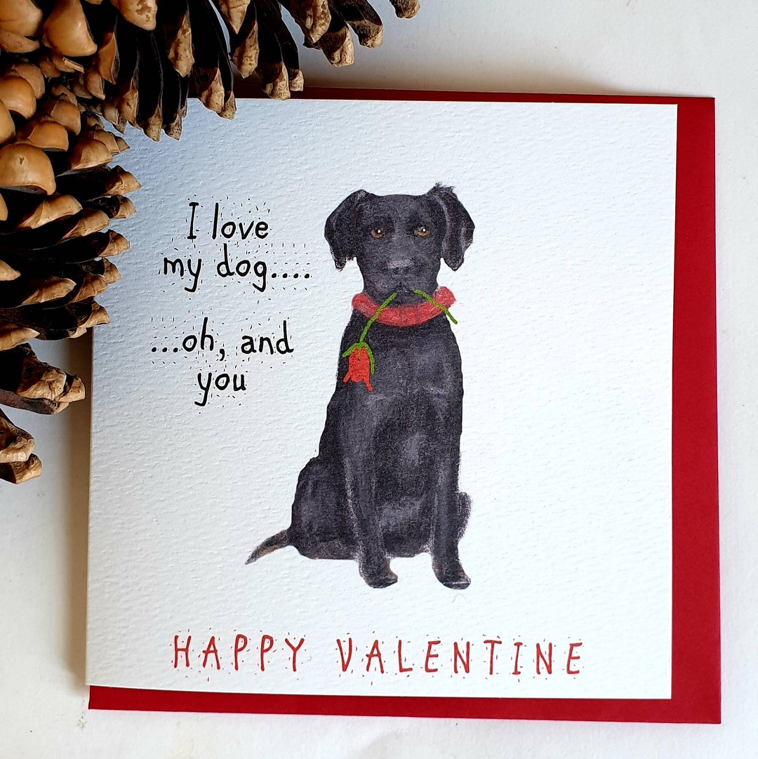 Labrador Valentine Card. Black Labrador Valentine Card. Romantic Card ...