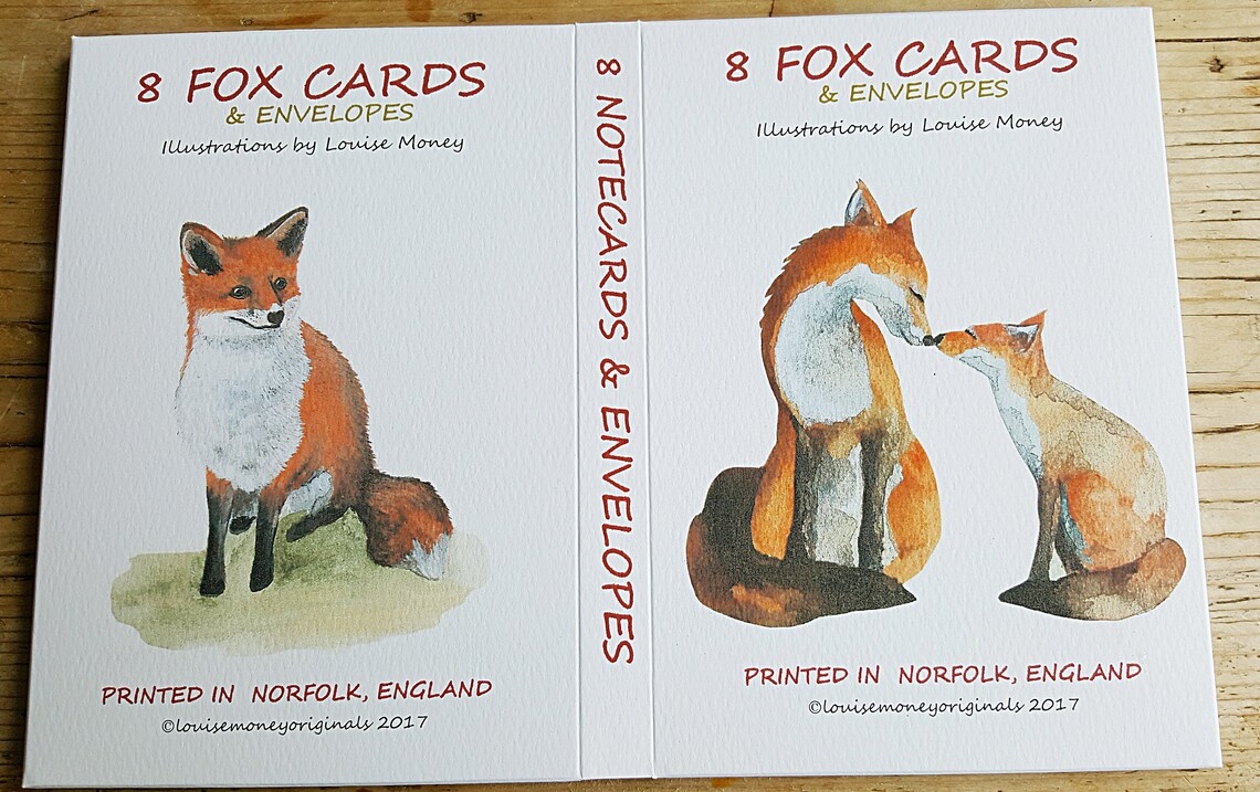 Fox Cards. Mulit Pack of Fox Cards. Two Designs. Red Fox | Etsy