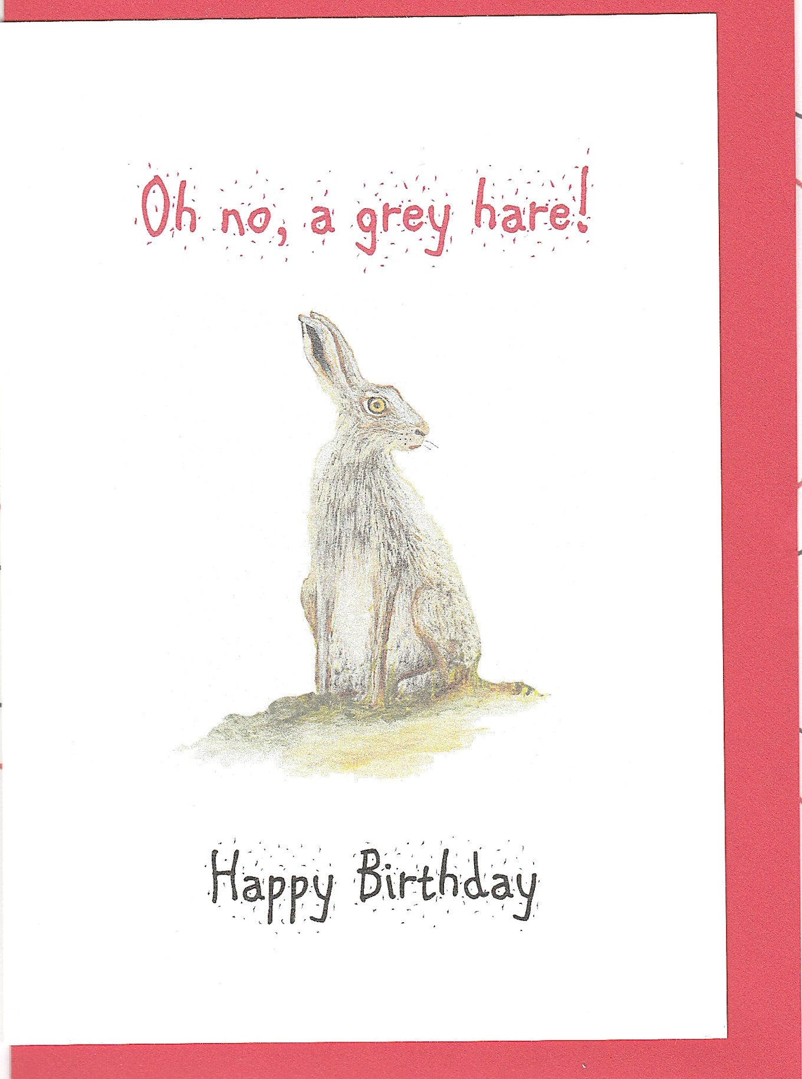 Hare Card. Funny Birthday Card. Funny Hare Card. Grey Hare. Hand Made ...