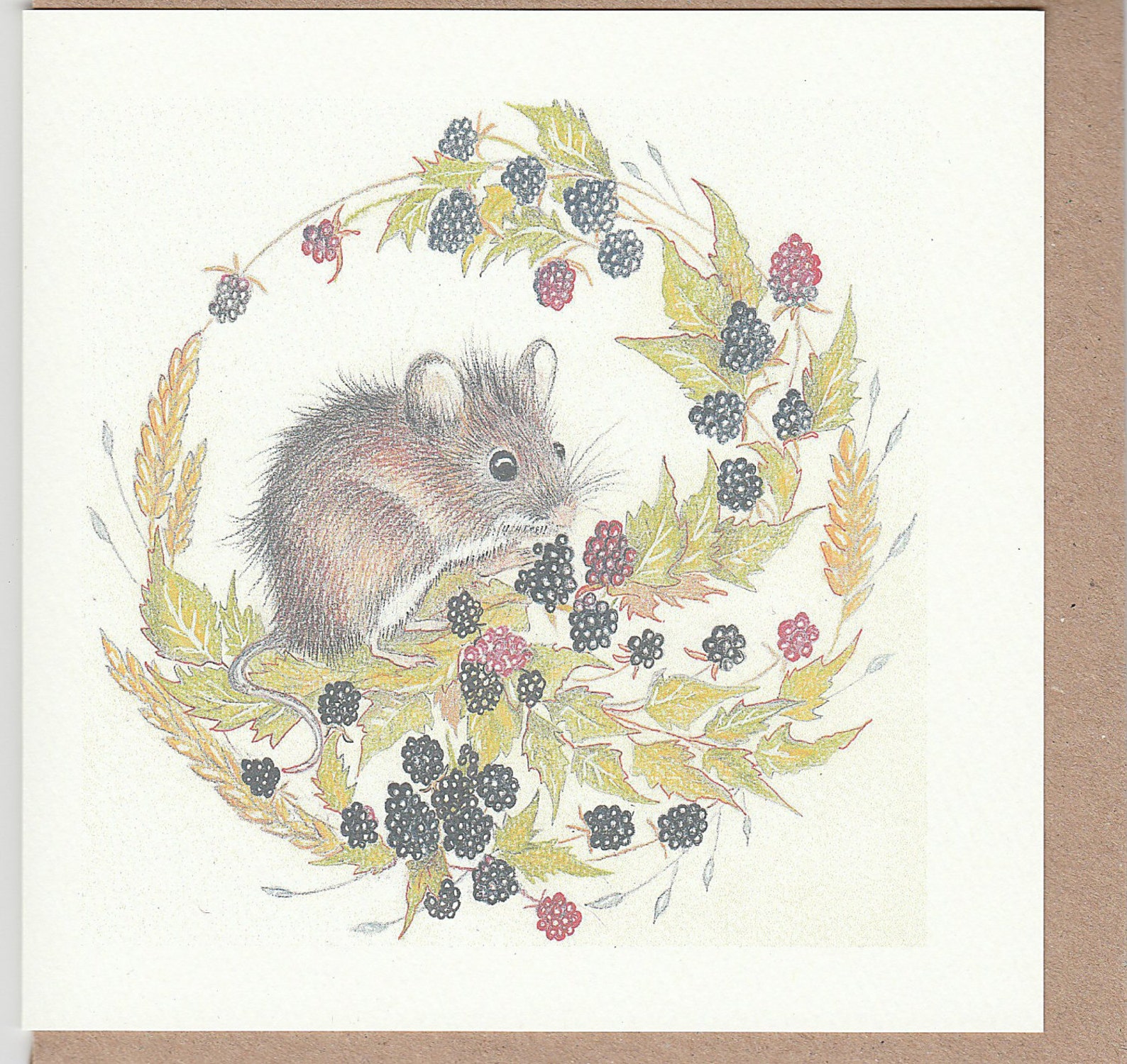 Mouse Greeting Card. Harvest Mouse Card. Originally Hand Drawn Art ...