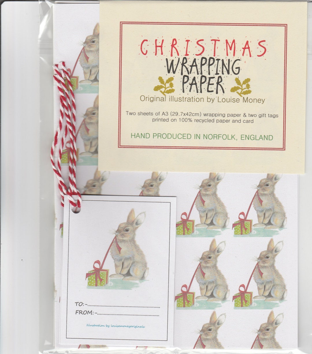 Bunny Christmas Wrapping Paper. Rabbit Wrapping Paper. Bunny - Etsy