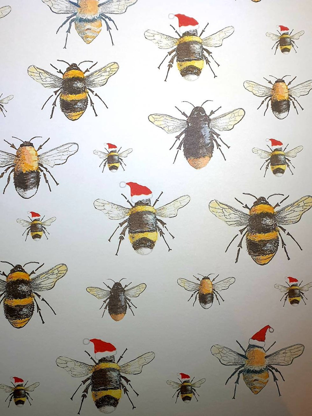 Bee Christmas Wrapping Paper, Bee Gift Wrap. Christmas Wrapping Paper ...