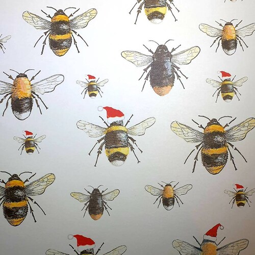 Bee Christmas Wrapping Paper Bee Gift Wrap. Christmas | Etsy