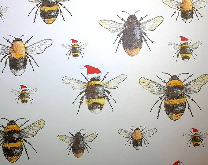 Bee Christmas Wrapping Paper Bee Gift Wrap. Christmas - Etsy