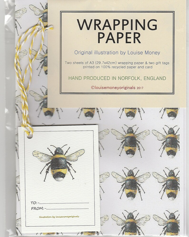 Bee Wrapping Paper. Bumblebee Wrapping Paper. Bee Gift Wrap - Etsy