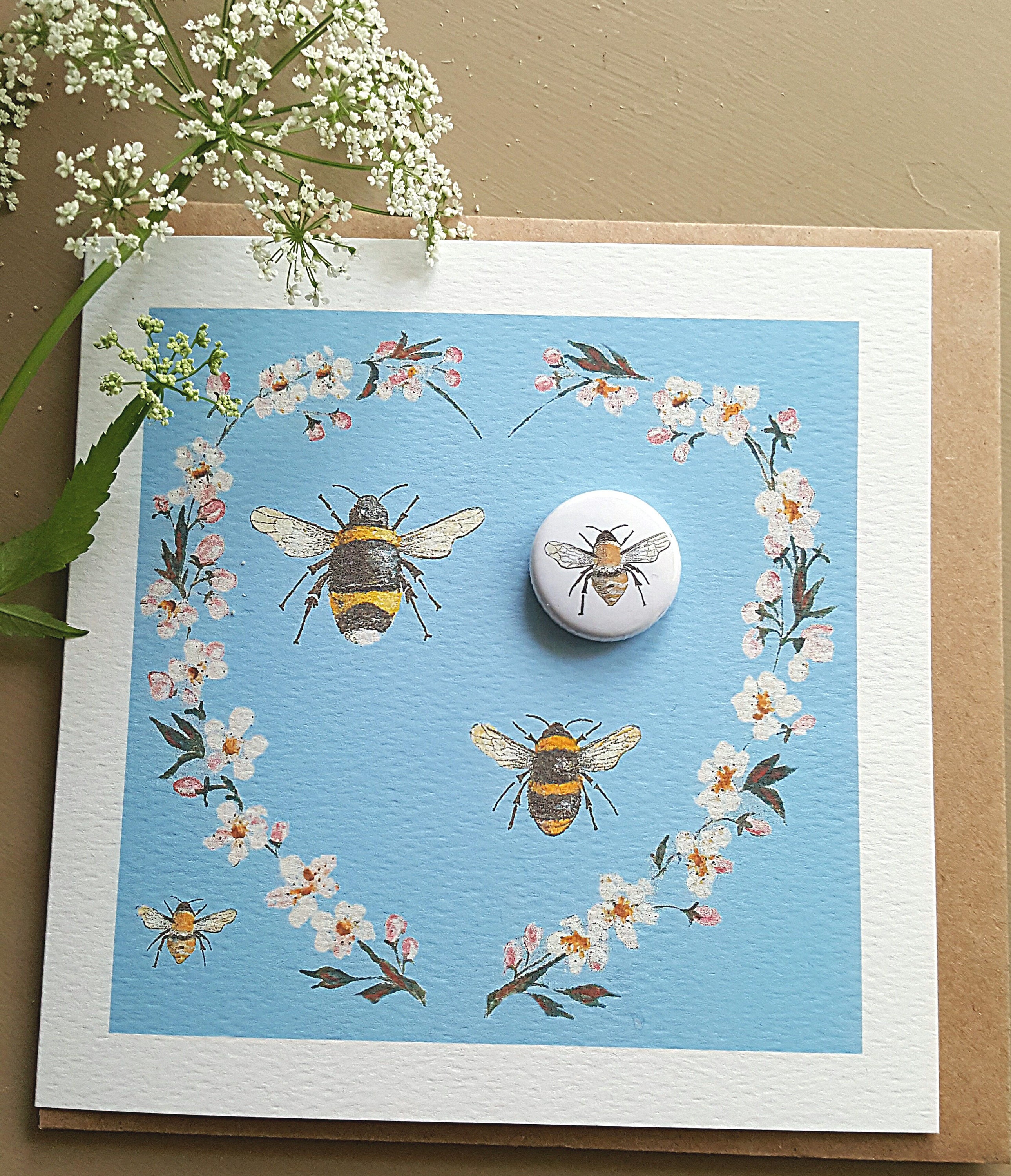 Greeting Cards Paper & Party Supplies Bumblebee card bee gift Bee card ...