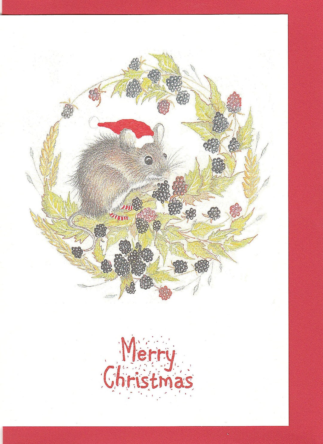 Mouse Christmas Card. Harvest Mouse Card. Originally Hand Drawn Art ...