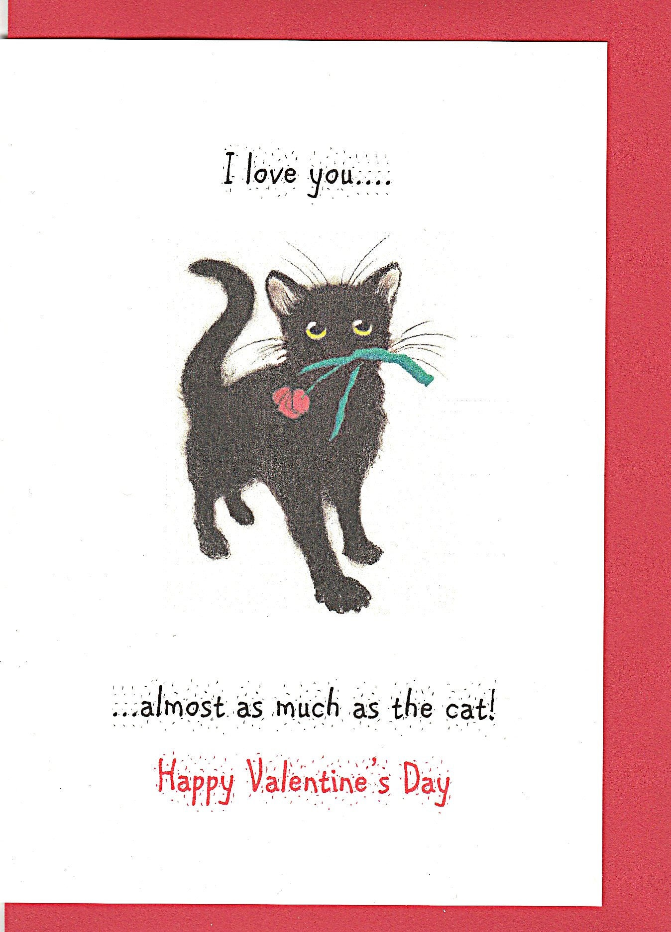 Black Cat Valentine Card. Funny Valentine Card. Cat Funny Card. Cat ...