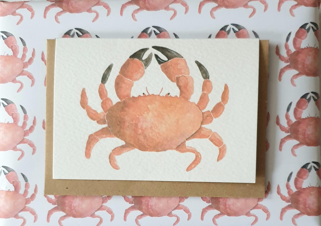 Crab Card. Crab Watercolour Card. Crab Watercolour. A6 Crab Card ...