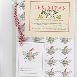 Bee Christmas Wrapping Paper Bee Gift Wrap. Christmas | Etsy