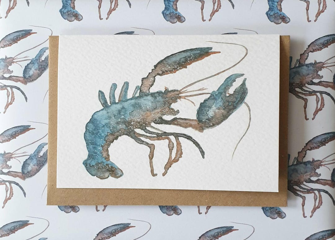 Lobster Card. Lobster Watercolour Card. Lobster Watercolour. A6 Lobster ...