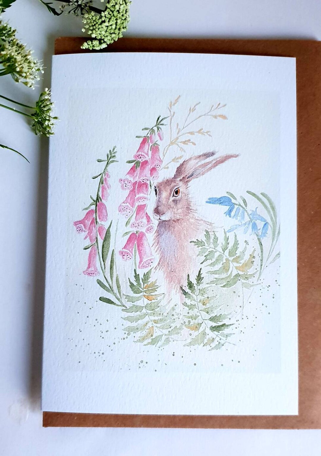 Hare Card. Hare Watercolour Card. Card With a Hare. Hare Gift. Hare ...
