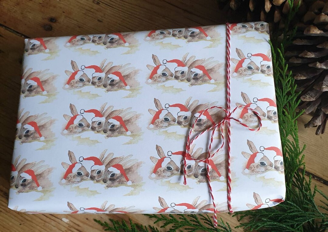 Bunny Christmas Wrapping Paper. Rabbit Wrapping Paper. Bunny Gift Wrap ...