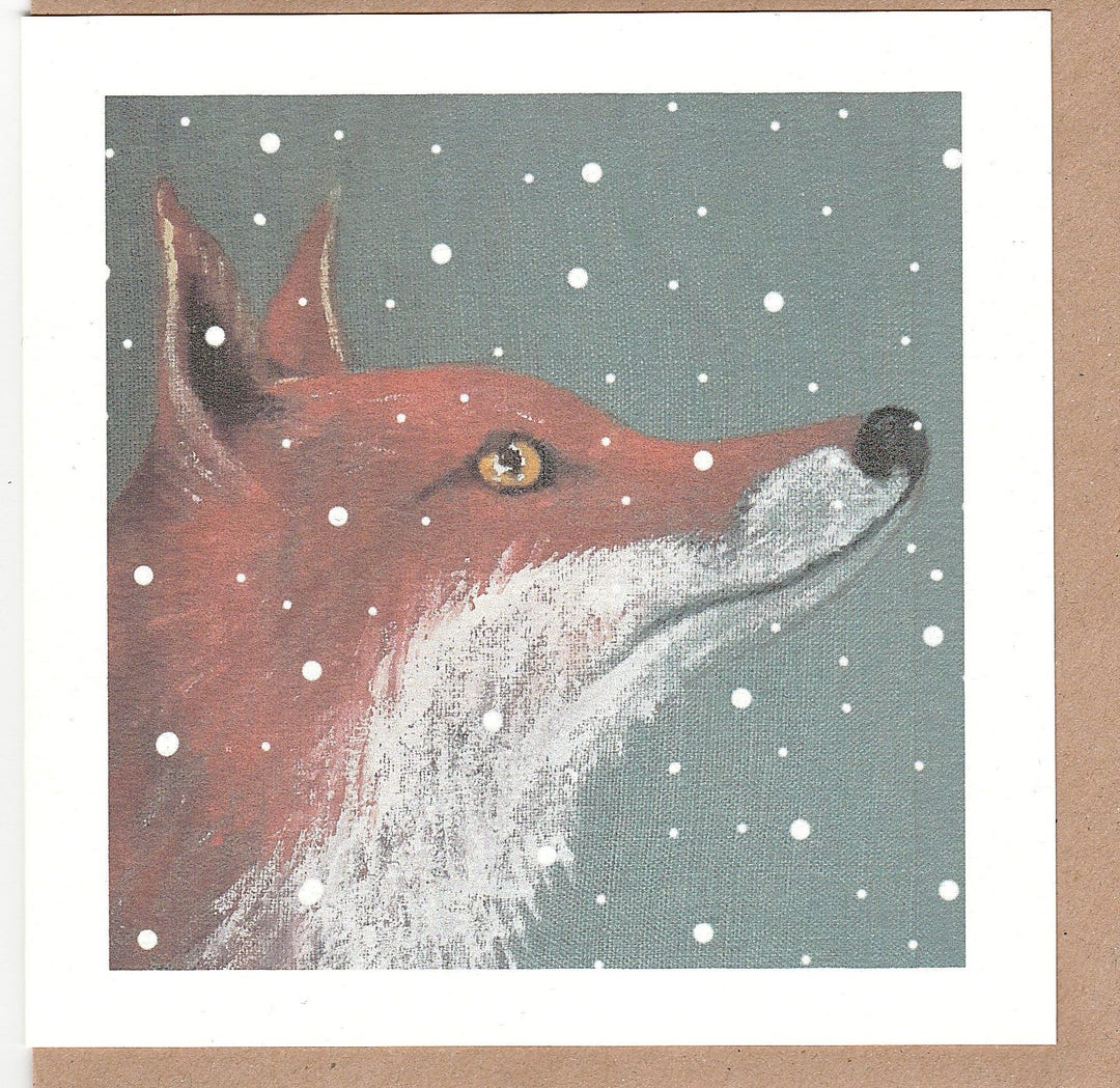 Fox in the Snow Card. Red Fox Card. Card With a Fox. Woodland Animal ...