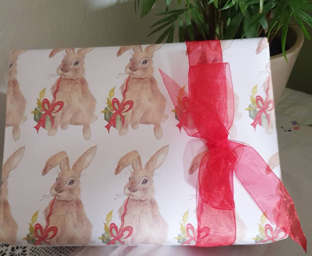 Bunny Christmas Wrapping Paper. Rabbit Wrapping Paper. Bunny Gift Wrap ...