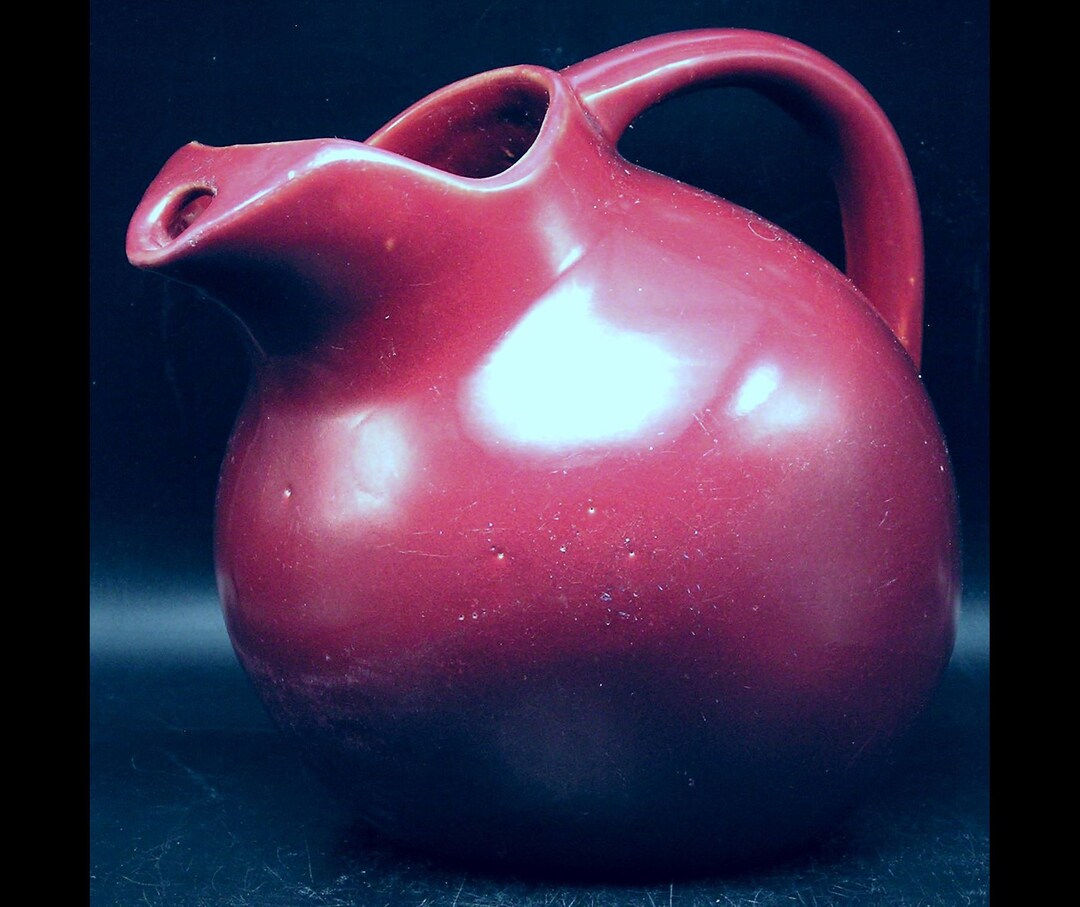 Vintage Large Maroon 1940s Medalta Ball Jug W Ice Lip Medicine Hat ...