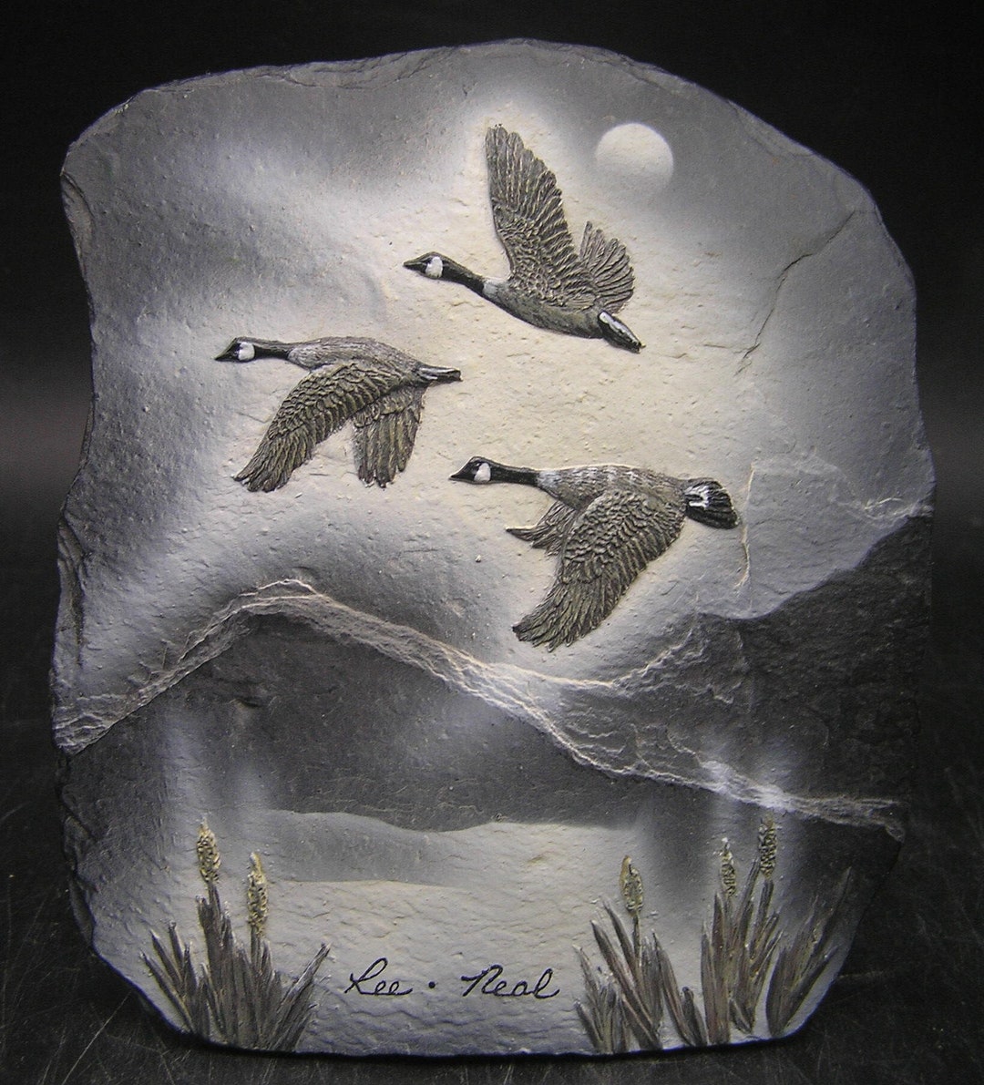 Vntg Hand Painting on Faux Slate, Flying Geese by Reflections Bay Life ...