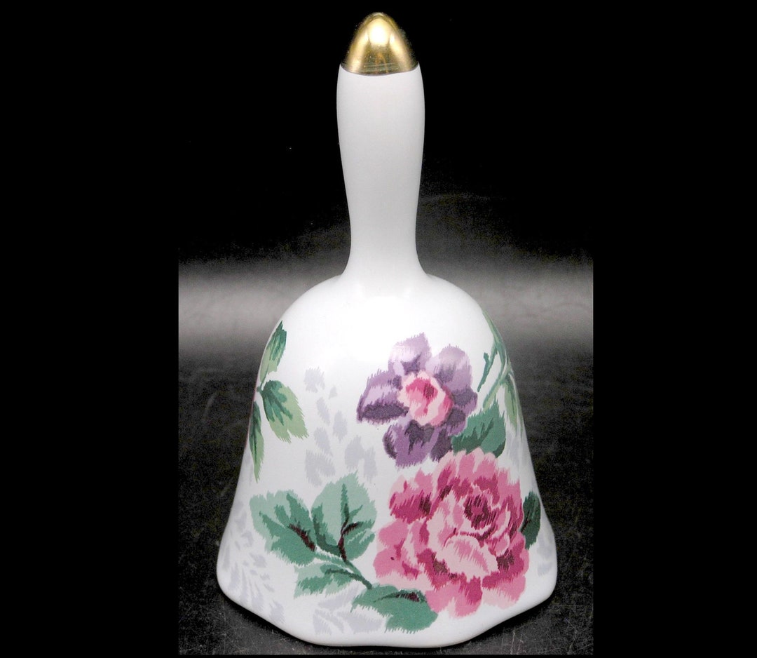 Vintage Otagiri Japan Ceramic victorian Rose Bell, Red/purple/blue ...