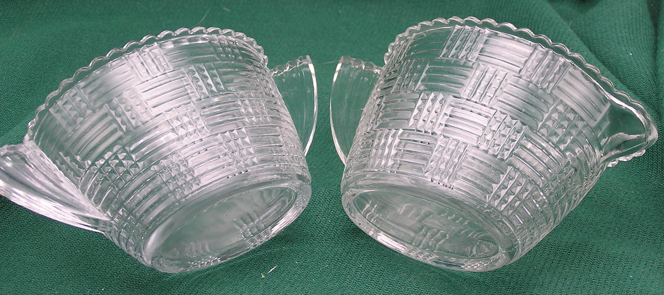Art Deco Depression Glass Basketweave Cream & Sugar Clear | Etsy
