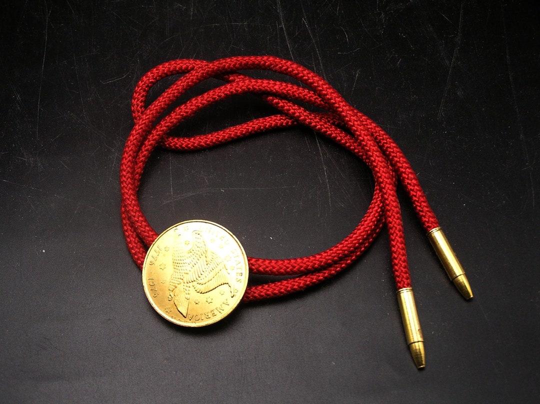 American Bicentennial Eagle Medallion Bolo Tie Red Cord & - Etsy