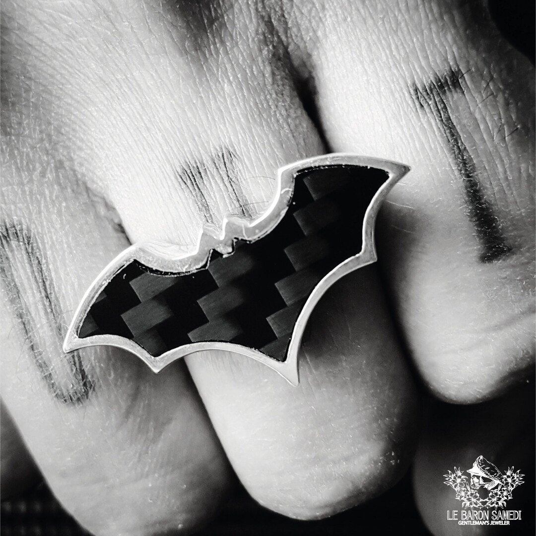 THE BATRING Batman Men's 925 Sterling Silver Carbon - Etsy