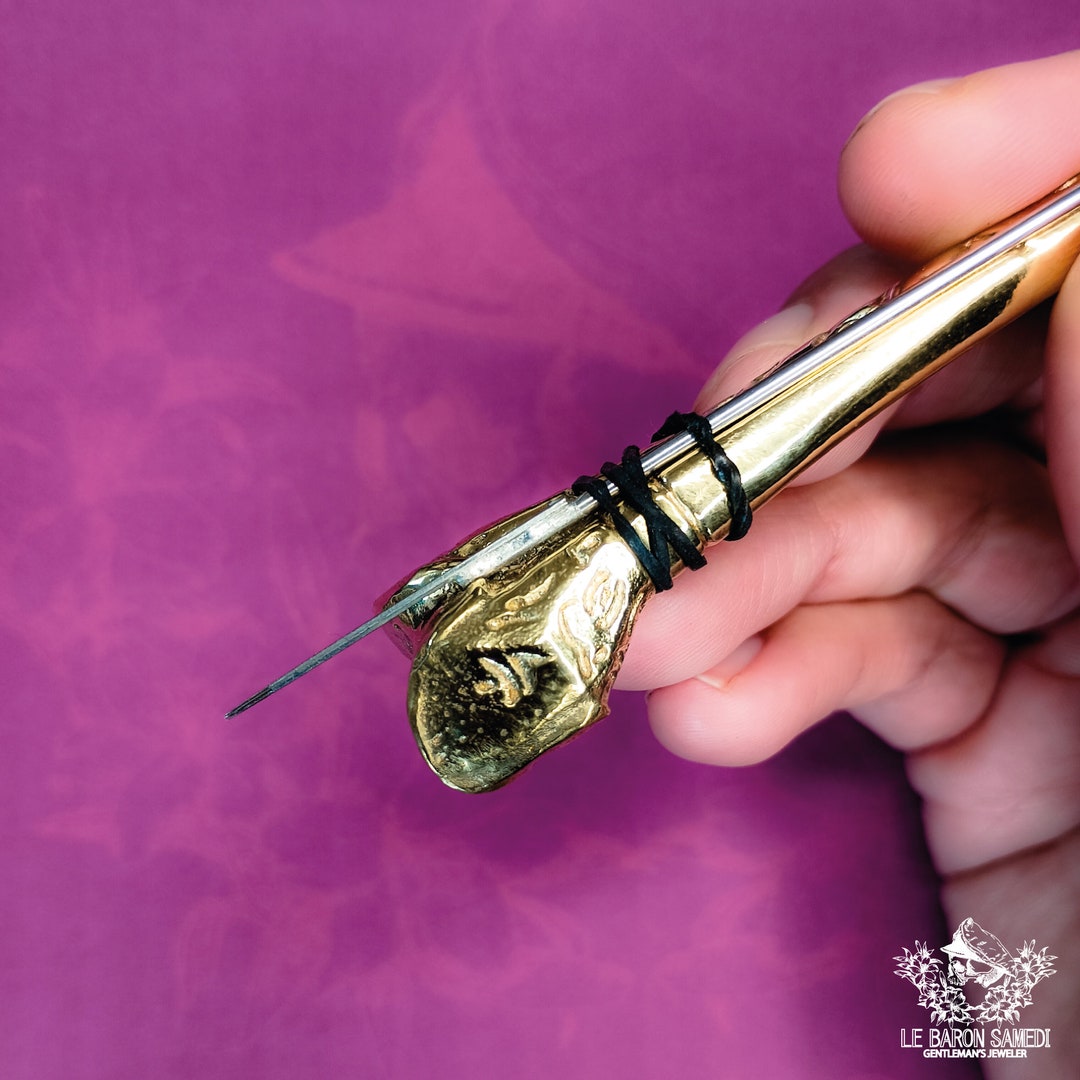 FERAL FEMUR Handpoker, Gold-plated Brass Tattoo Needle Support for ...
