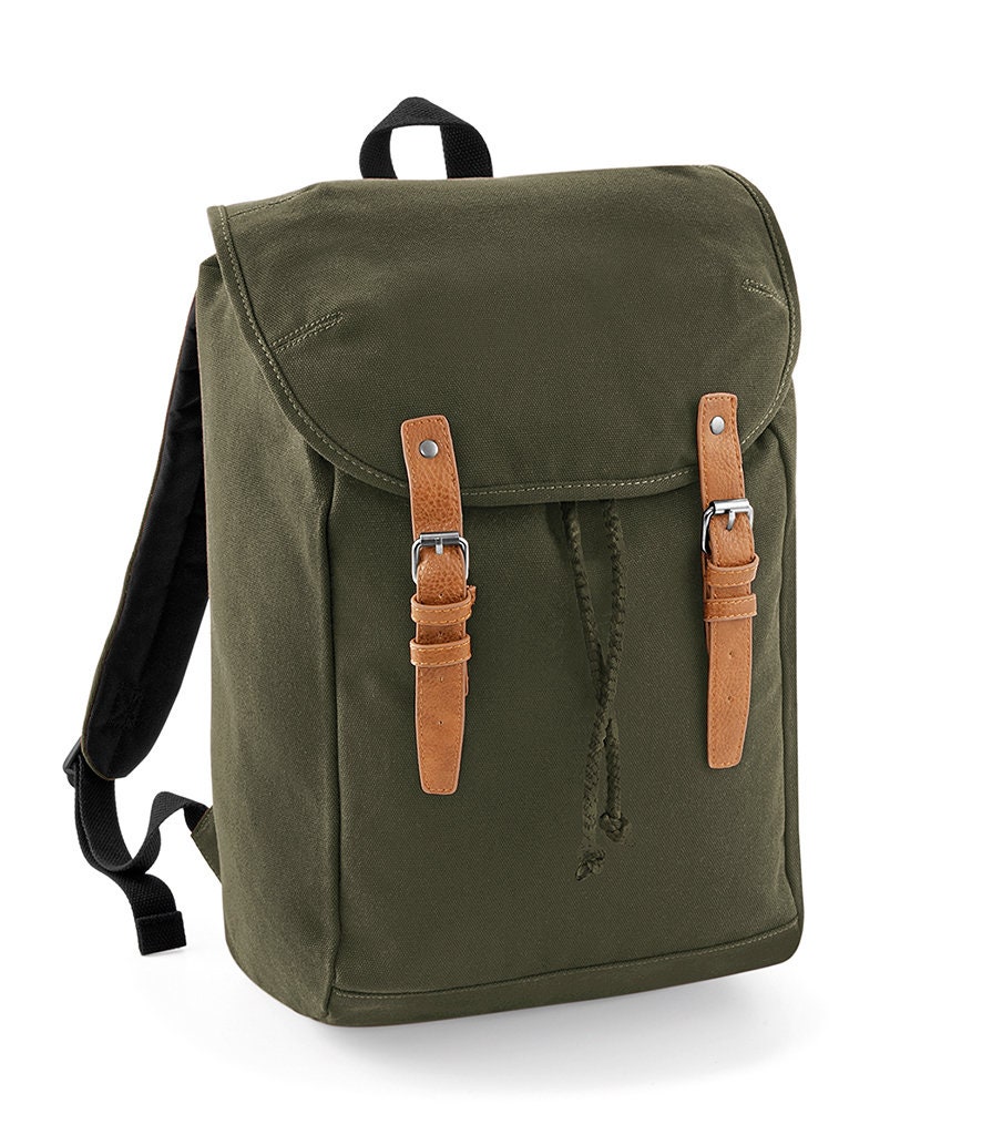 MILITARY GREEN Vintage Rucksack. Unisex Canvas Backpack. - Etsy