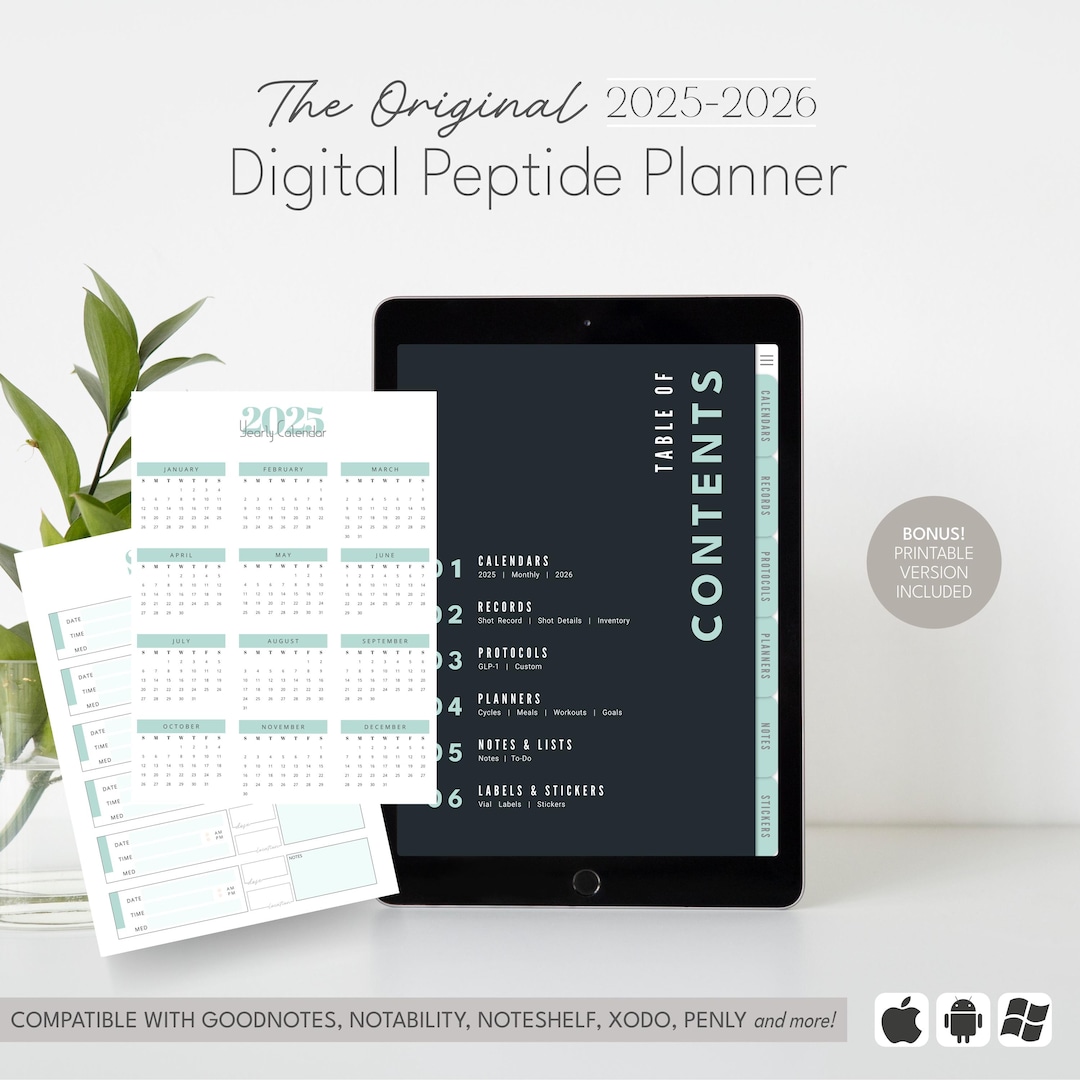 2025-2026 Digital Peptide Planner (ipad Android Goodnotes) All-in-one ...