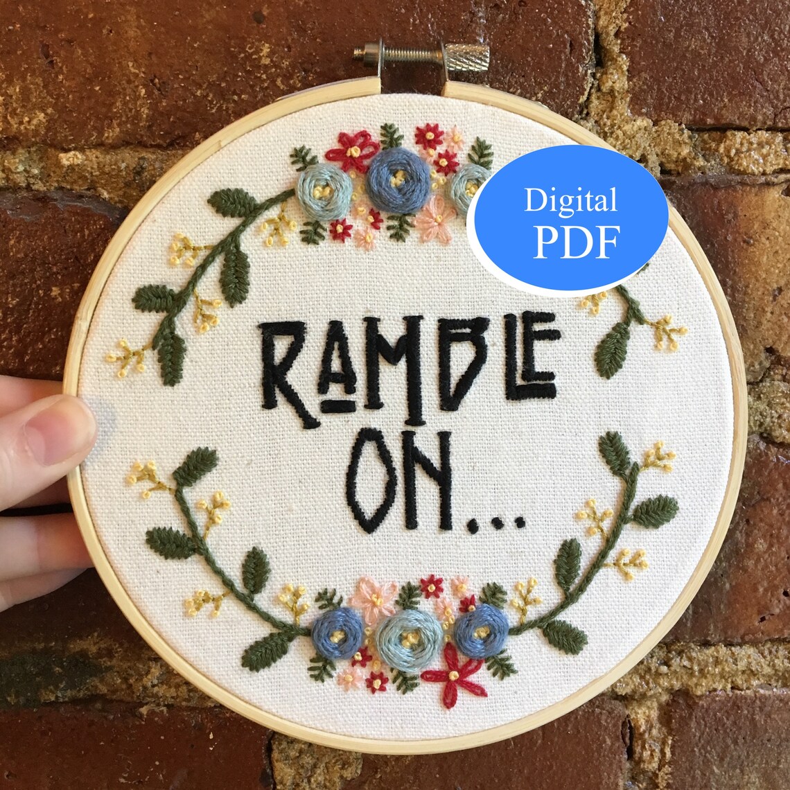 DIGITAL PDF Led Zeppelin | Ramble on | ADVANCED Embroidery Pattern 5 ...