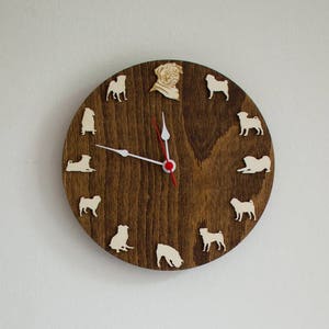 Pug Clock Pug Portrait Wood Clock Animal Wall Clock Gift for | Etsy